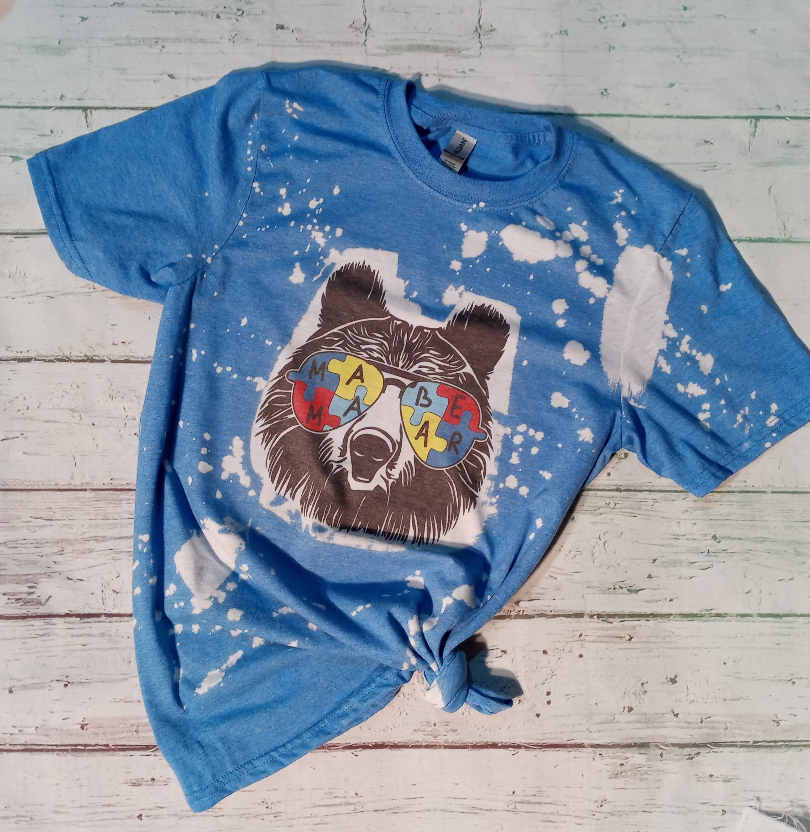Bleached Autism Mama Bear T-shirt Autism Awareness Autism - Etsy UK