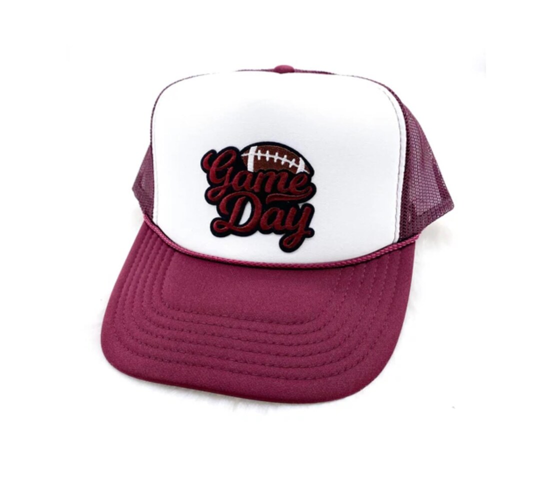 Football Maroon Game Day Trucker Hat - Mesh Football Hat - Football ...