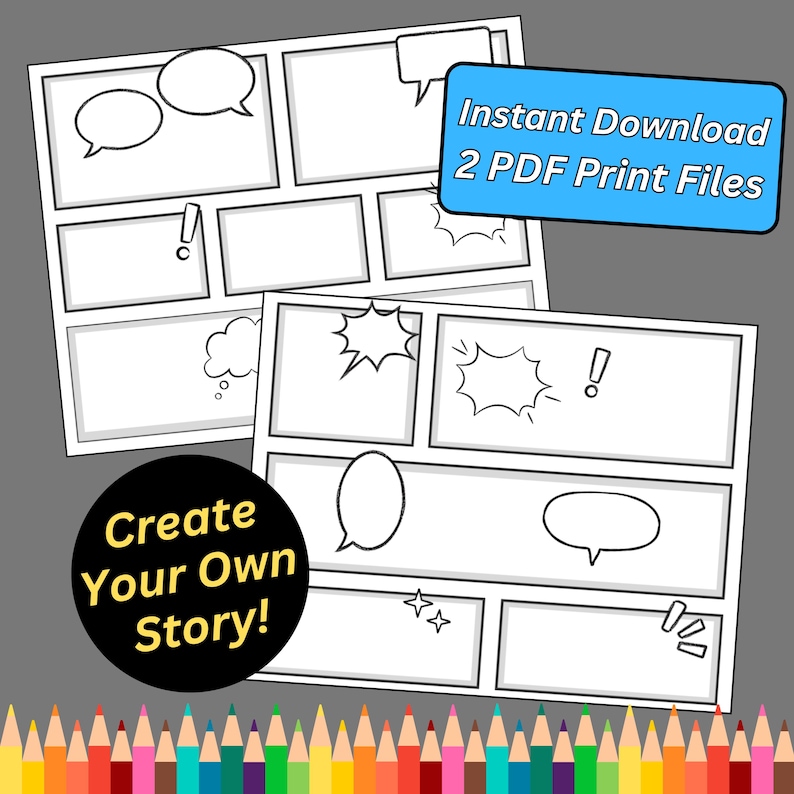 Comic Book Page Printable for Kids | Homeschool Art Worksheet ...
