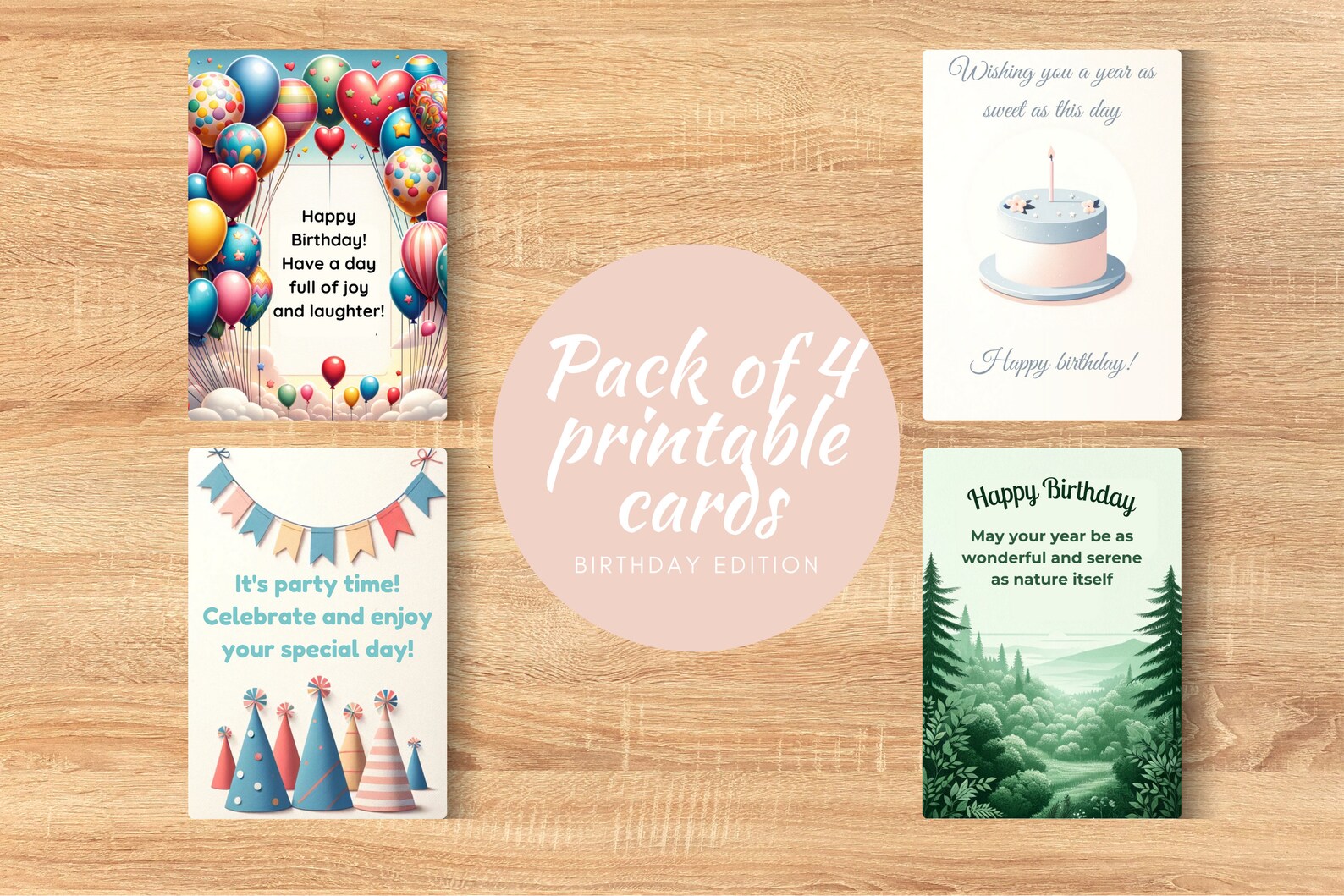 Birthday Card Pack Bundle, Printable Card Pack, Birthday Gift, Birthday ...