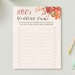 Abc's Wedding Game - Bridal Shower Game, Printable Bridal Shower Game ...