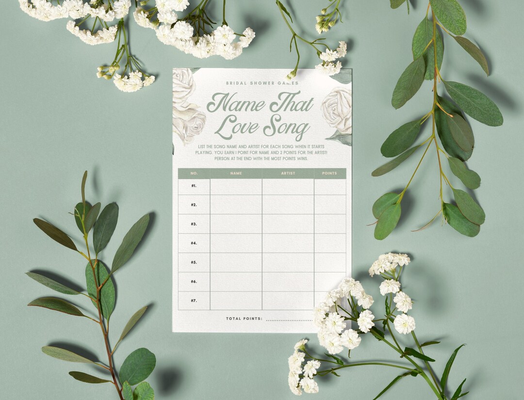 Name That Love Song - Bridal Shower Game, Printable Bridal Shower Game ...