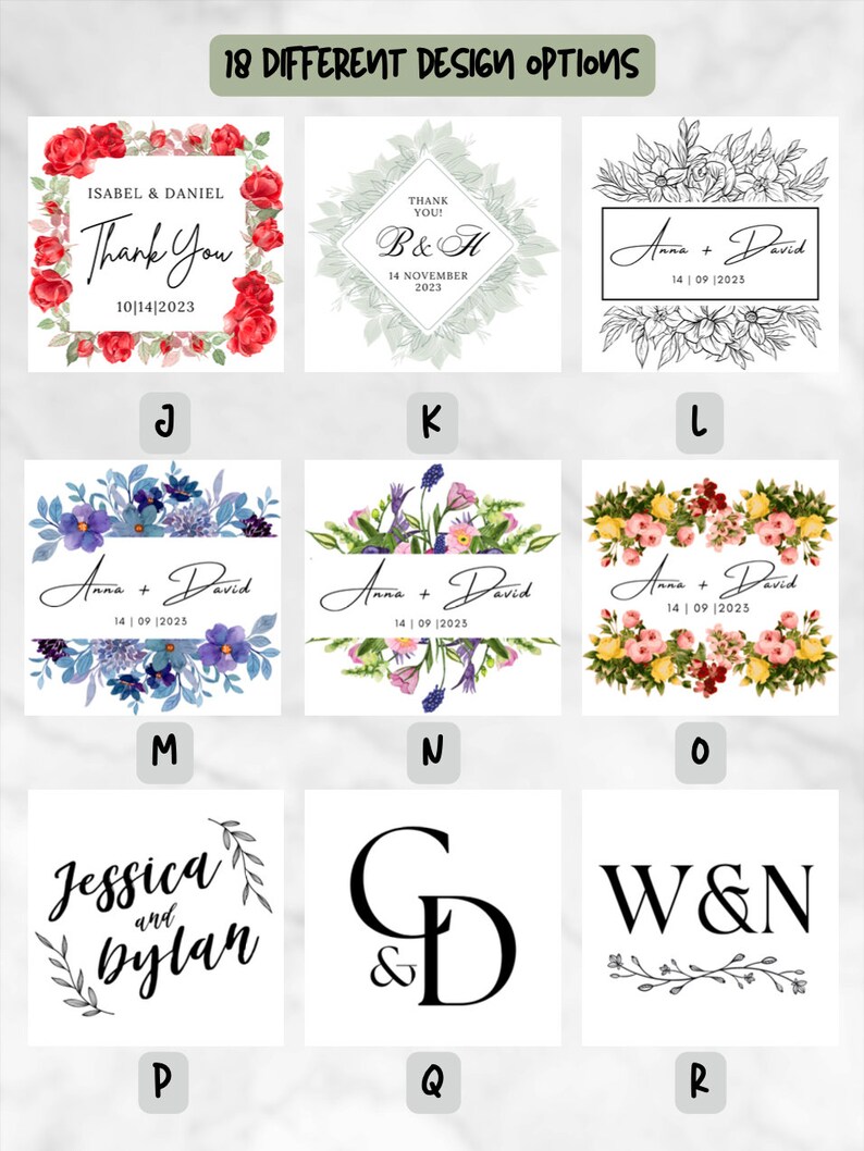 Assorted Wedding Custom Stickers Thank You Sticker Labels Favor