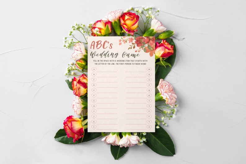 Abc's Wedding Game - Bridal Shower Game, Printable Bridal Shower Game ...