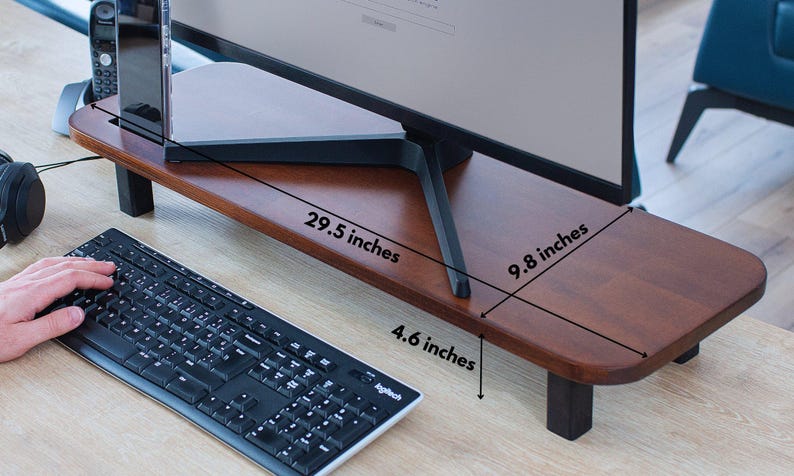 Wooden Monitor Stand | Modern Desk Riser for Imac & Laptop | Solid Wood ...