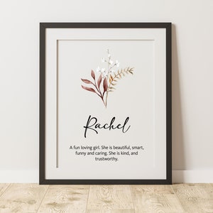 Name Definition Print, Name Definition Poster, Name Meaning Printable ...