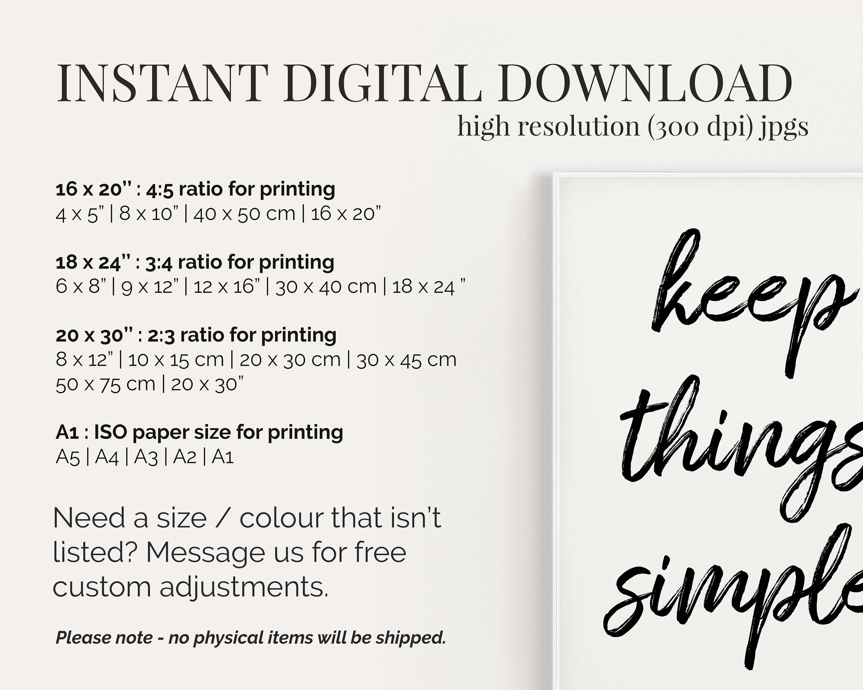 Keep Things Simple, Type Art Printable, Instant Digital Download - Etsy