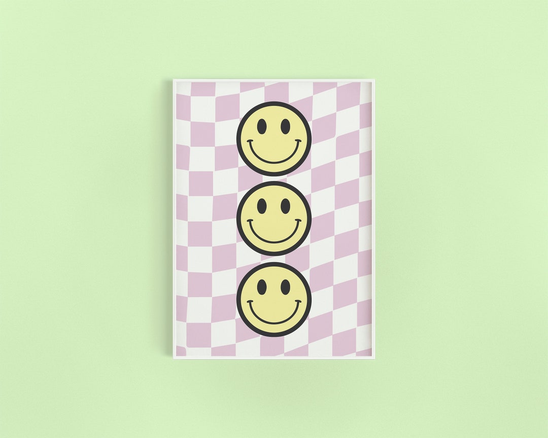 Smiley Faces, 90s Rave, Printable Art Print, Instant Digital Download ...
