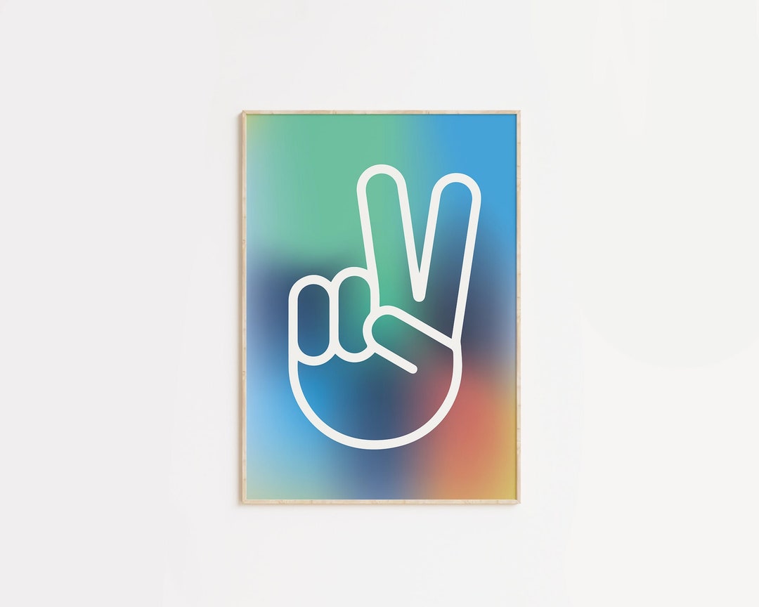 Peace Sign Poster, Indie Room Decor, Retro Art, Acid House, Pastel Dorm ...