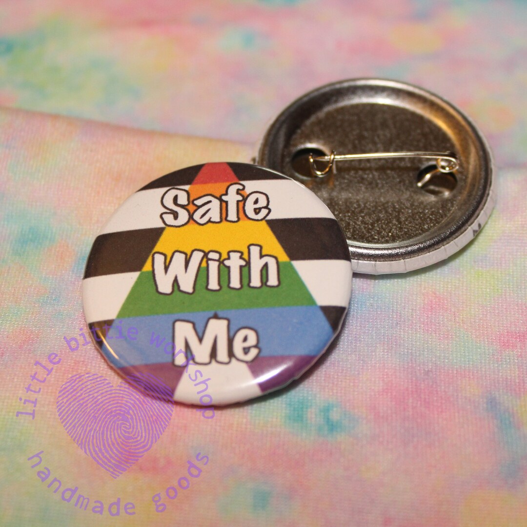 Safe With Me Ally Flag Badge Button Pin - Etsy