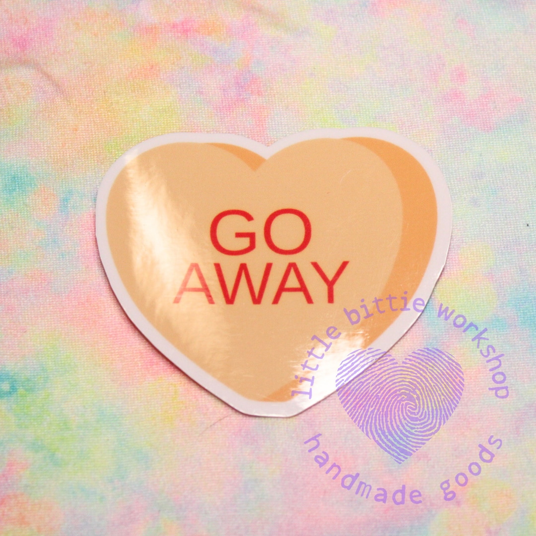 Go Away Conversation Heart Die Cut Sticker - Etsy