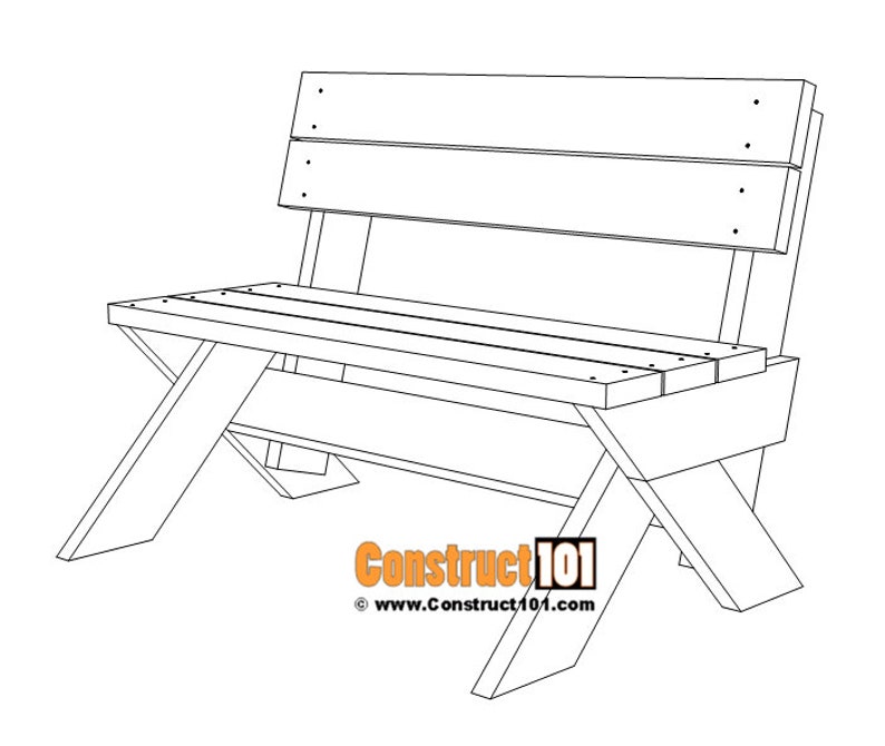 DIY 2x6 Outdoor Bench | Plans - Etsy