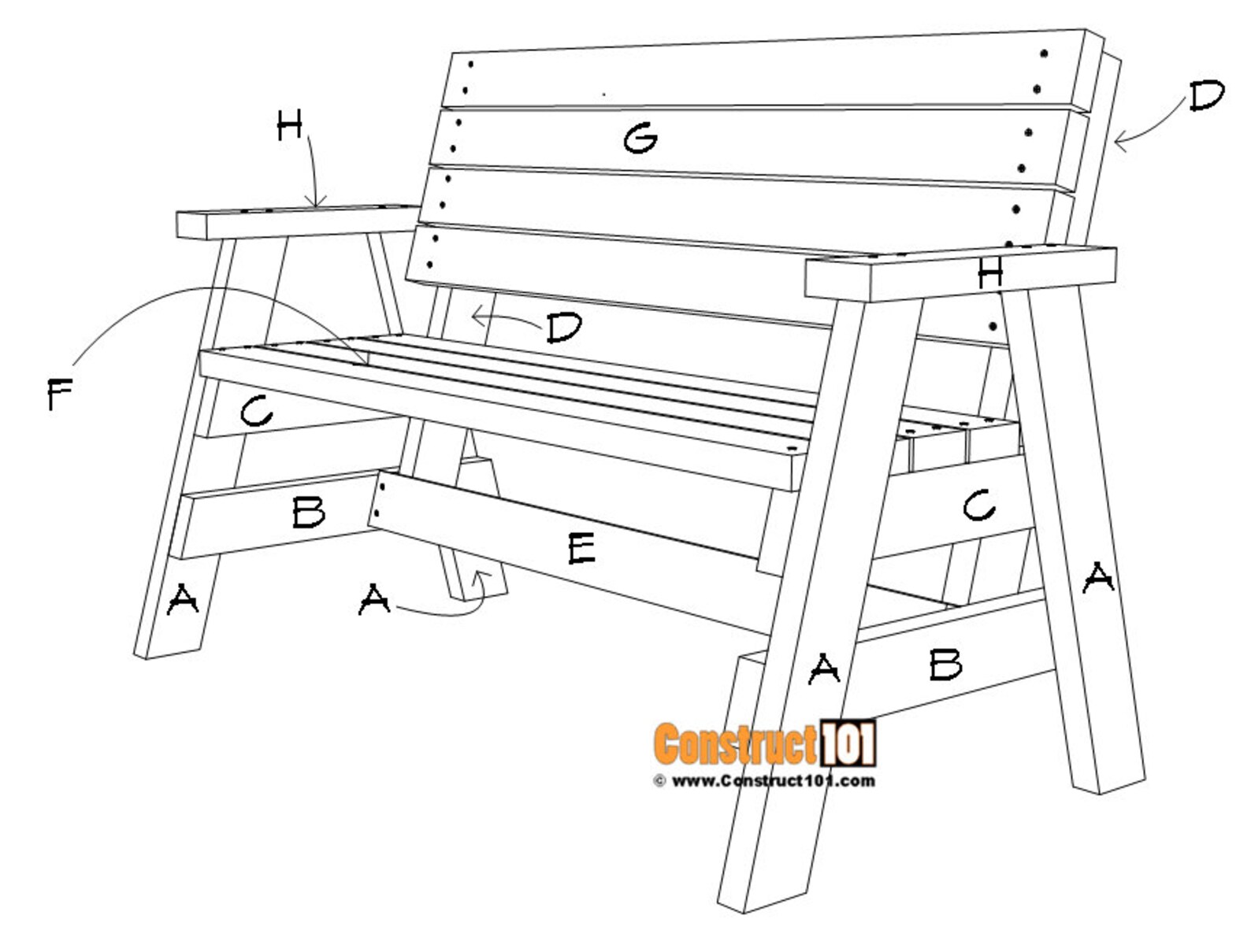 DIY 2x4 Outdoor Bench | Plans | PDF - Etsy