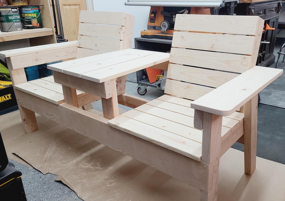 DIY Double Chair Bench With Table Plans | PDF Download | Step by Step ...