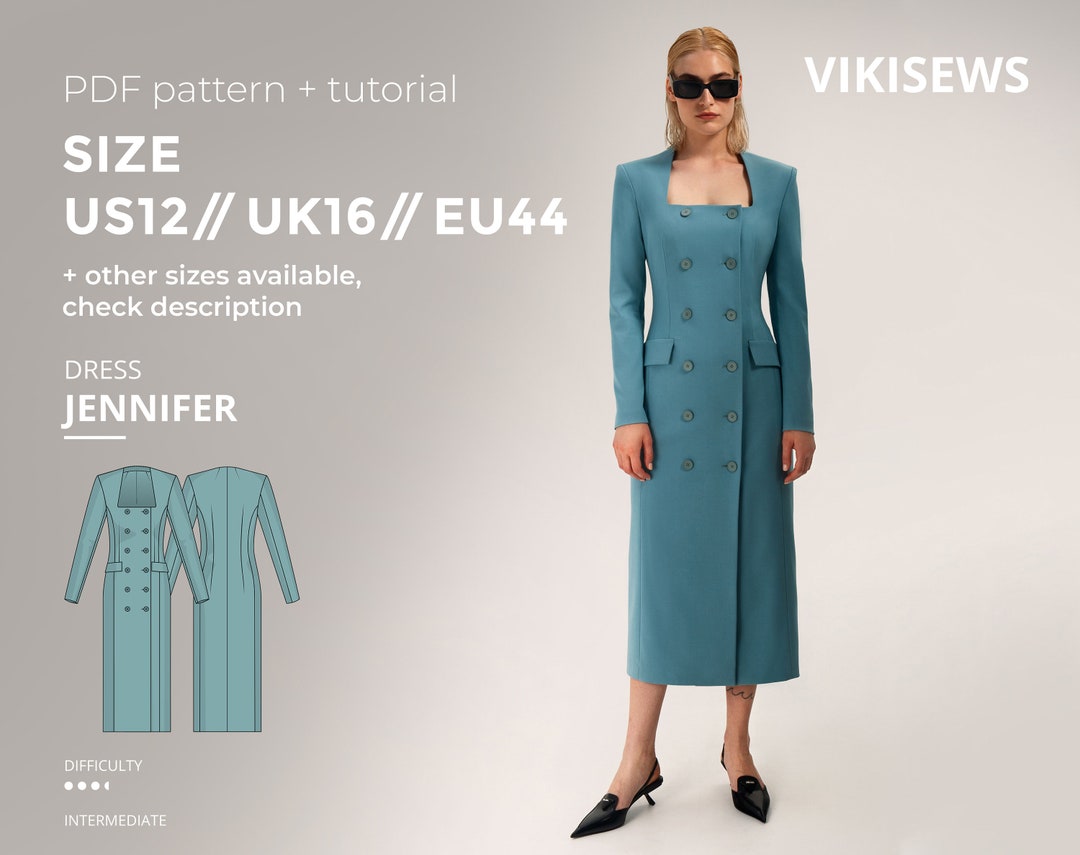 Jennifer Dress Digital Pattern Pdf Sewing Pattern With Tutorial Size US ...