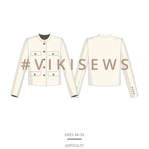 Jackie Jacket PDF Sewing Pattern With Tutorial, Size EU34-EU52 for 162 ...