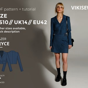 Bryce Blazer Sewing Pattern With Tutorial Size US 10 UK 14 EU | Etsy