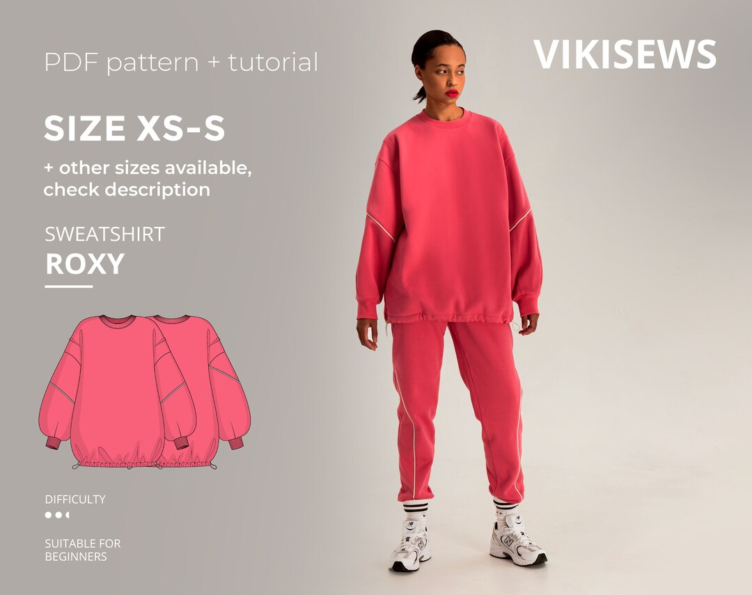 Roxy Sweatshirt Digital Pattern Pdf Sewing Pattern With Tutorial Size ...