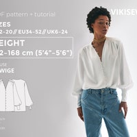 2385 Chiffon Blouse Sewing Pattern PDF - S-M-L-XL or Made to Measure ...