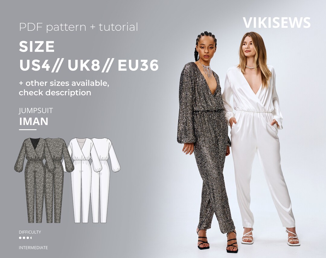 Iman Formal Jumpsuit Digital Pattern Pdf Sewing Pattern With Tutorial ...