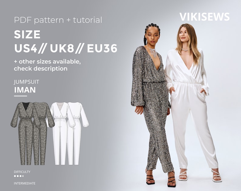 Iman Formal Jumpsuit Digital Pattern Pdf Sewing Pattern With - Etsy