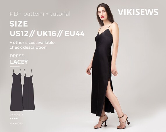 Lacey Dress Pattern With Pdf Tutorial Size US 12 UK 16 EU 44 | Etsy