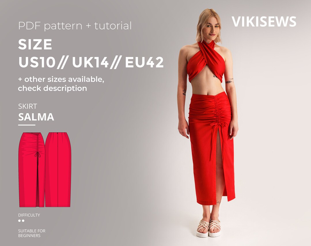 Salma Skirt Digital Pattern Pdf Sewing Pattern With Tutorial Size US 10 ...