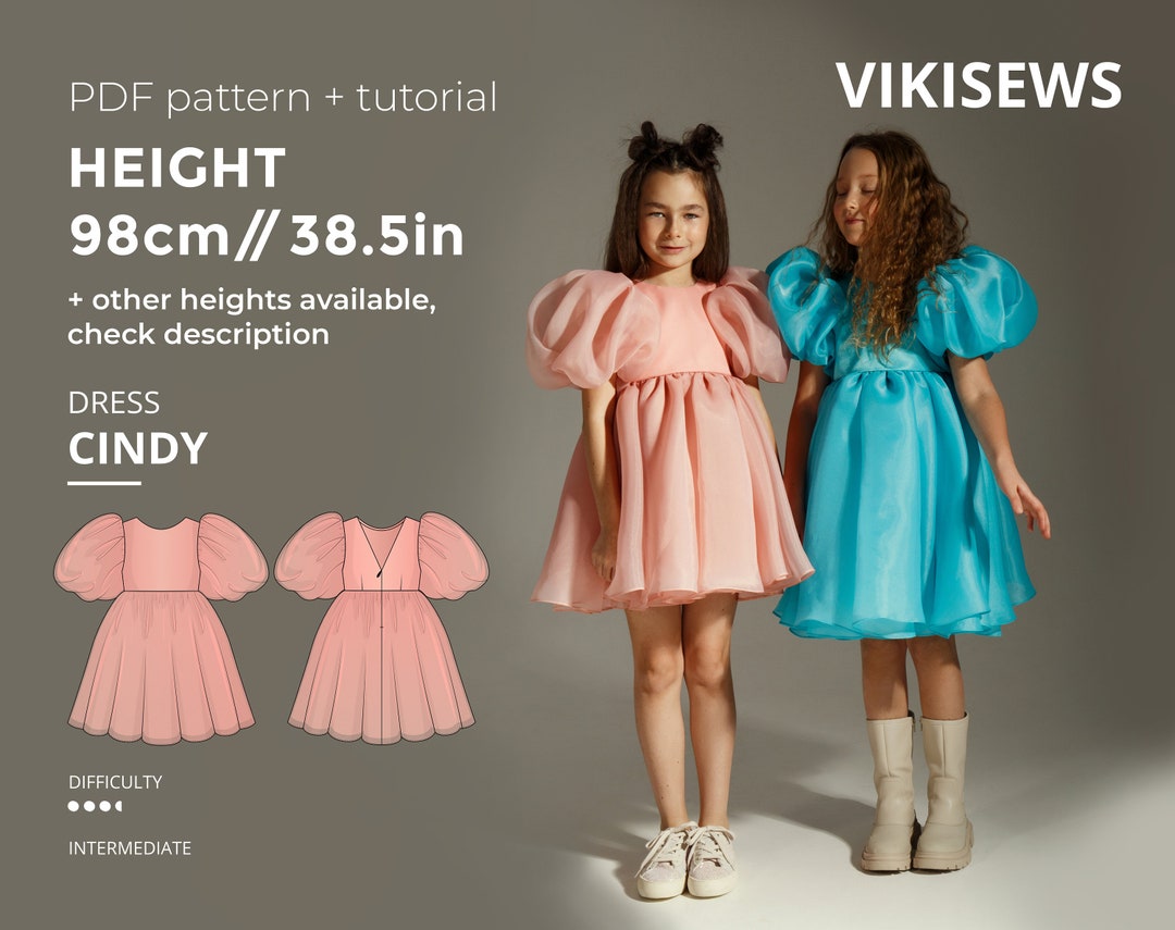 Cindy Dress Pattern With Pdf Tutorial Height 38.5 in 98 Cm - Etsy