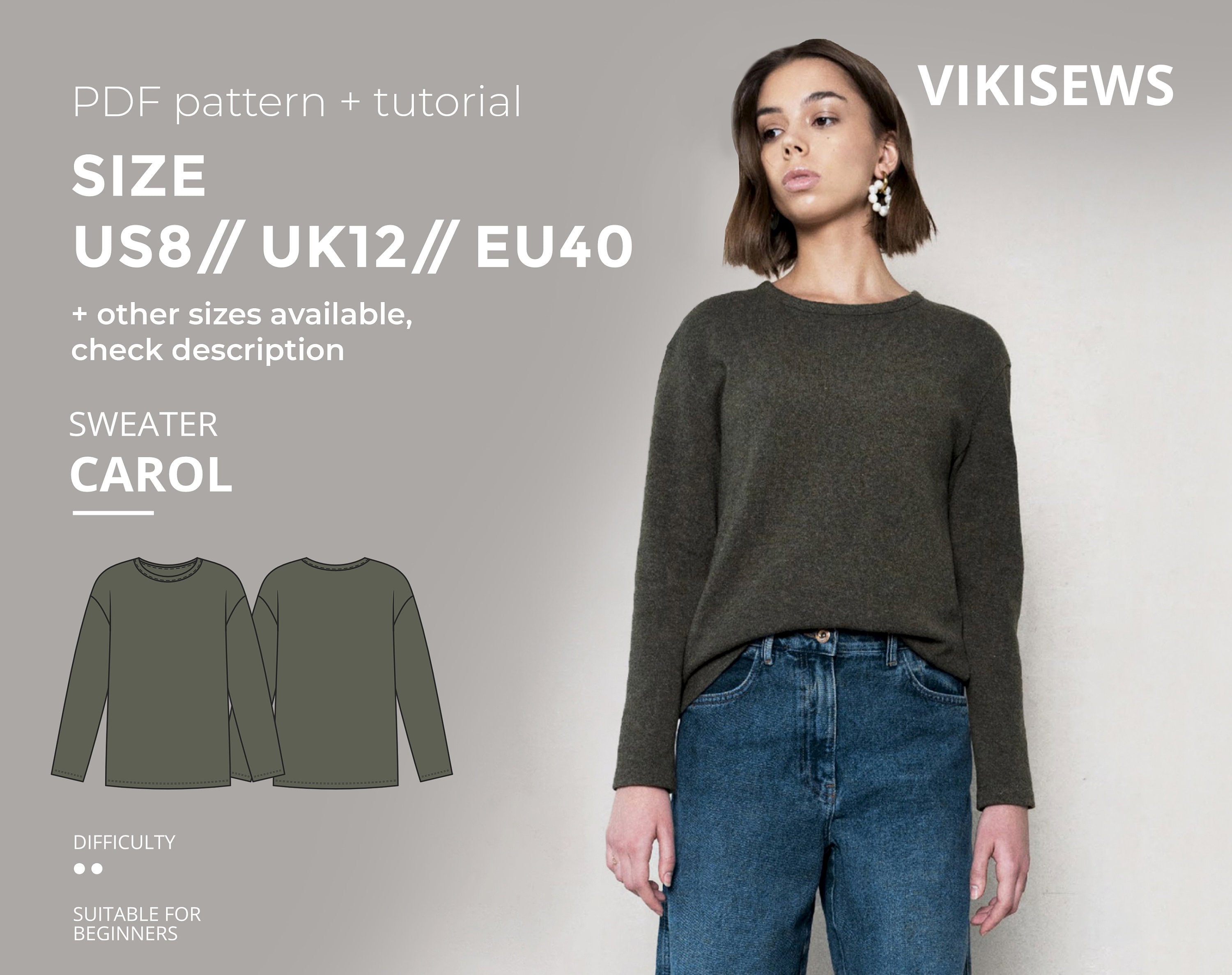 Carol Sweater Digital Pattern Pdf Sewing Pattern With Tutorial - Etsy