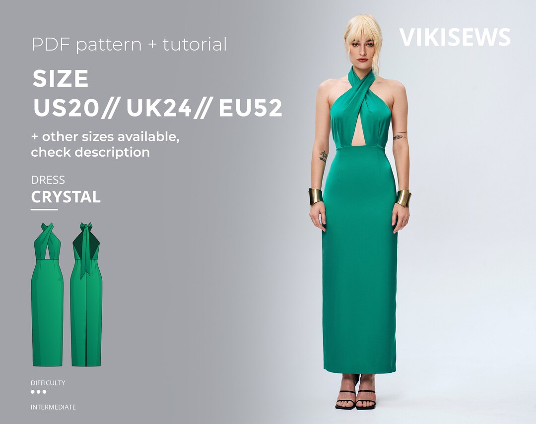 Crystal Dress Digital Pattern Pdf Sewing Pattern With Tutorial Size US ...