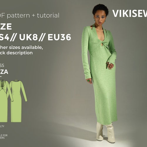 Eliza Dress Pattern With Pdf Tutorial Size US 6 UK 10 EU 38 - Etsy