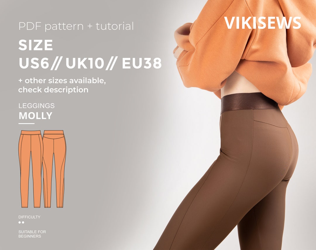 Molly Leggings Sewing Pattern With Tutorial Size US 6 UK 10 EU 38 - Etsy