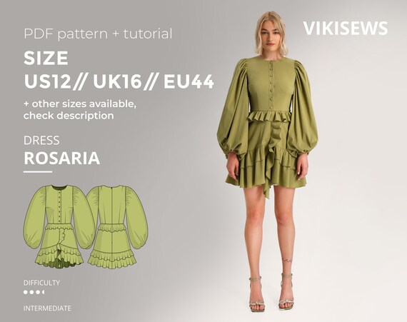 Rosaria Dress Digital Pattern Pdf Sewing Pattern With Tutorial - Etsy