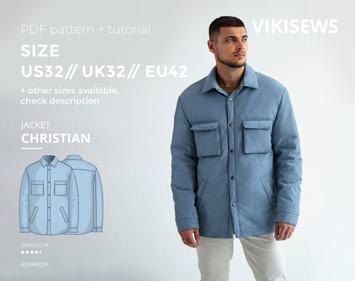 Christian Jacket Sewing Pattern With Tutorial Size US 32 UK 32 | Etsy