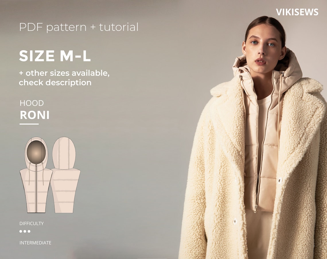 Roni Hood Sewing Pattern With Tutorial Size M-L | Etsy