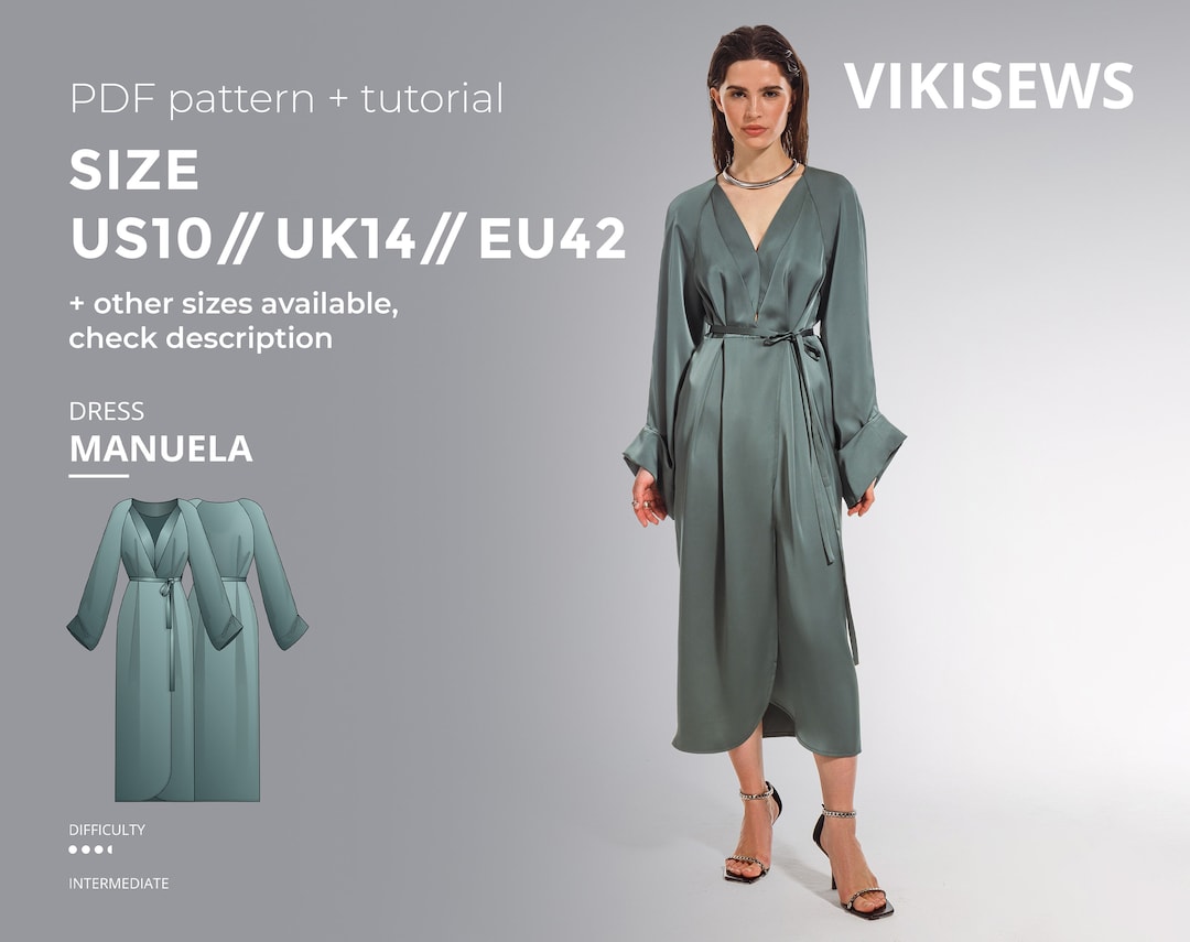 Manuela Dress Sewing Pattern With Tutorial Size US 10 UK 14 EU 42 - Etsy