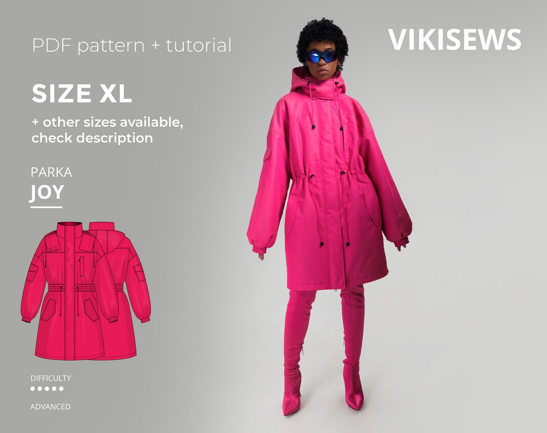 Joy Parka Digital Pattern Pdf Sewing Pattern With Tutorial Size XL - Etsy
