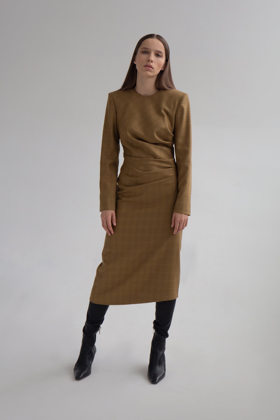 Emory long sleeve dress sewing pattern with tutorial size US | Etsy