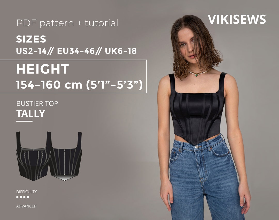 Bustier Corset Top Pattern Sewing, DIY Vintage Style Sewing Tutorial ...