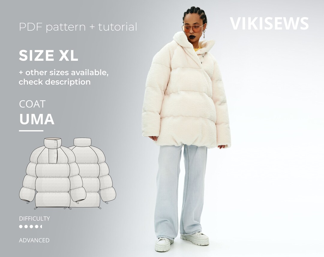 Uma Coat Pattern With Pdf Tutorial Size XL - Etsy