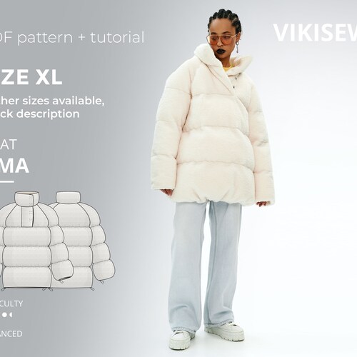 Villanelle Quilted Coat Sewing Pattern With Tutorial Size US - Etsy Canada