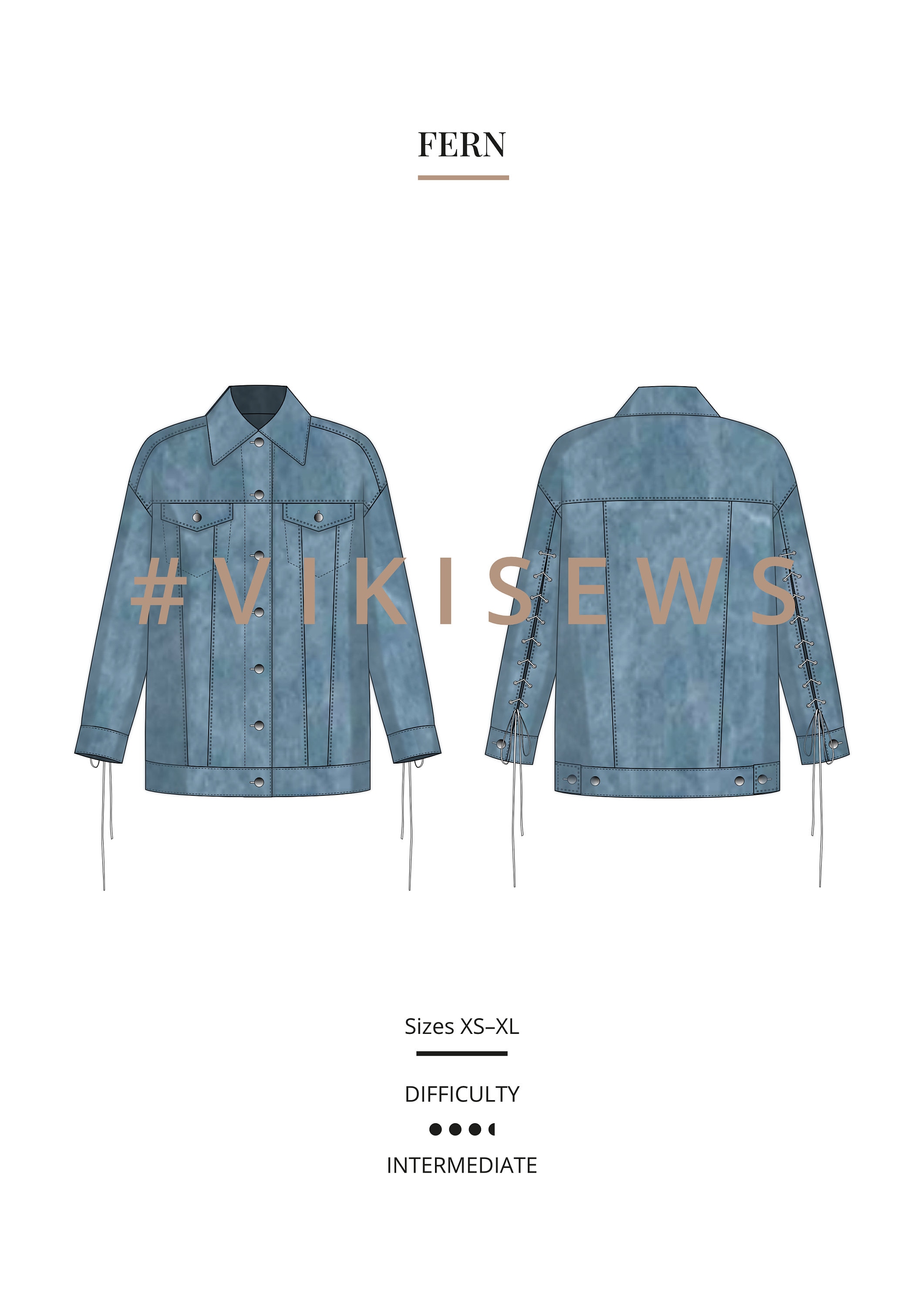 Fern Denim Jacket Digital Pattern PDF Sewing Pattern With Fern Denim Jacket Digital Pattern PDF Sewing Pattern With
