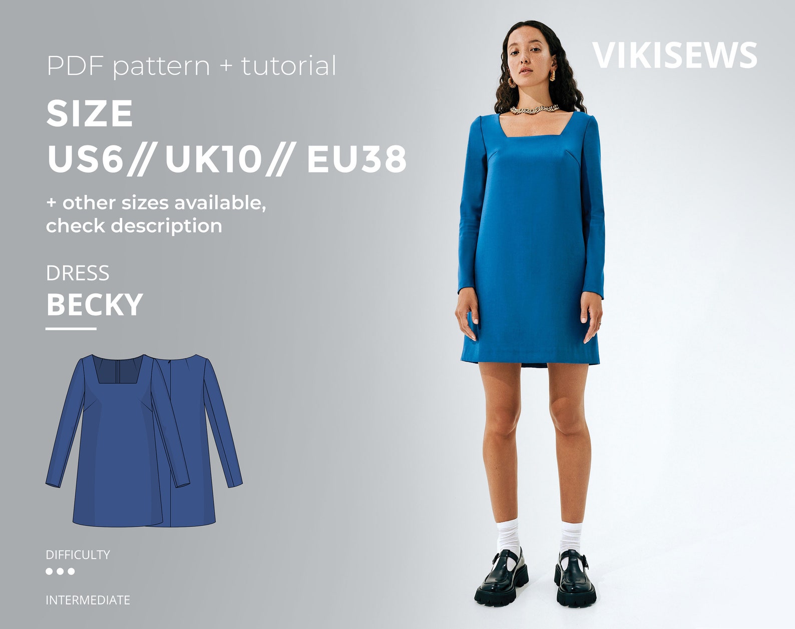 Becky Dress Digital Pattern Pdf Sewing Pattern With Tutorial - Etsy