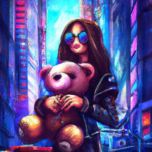 Cyber Teddy - Digital Fine Art Print - Etsy