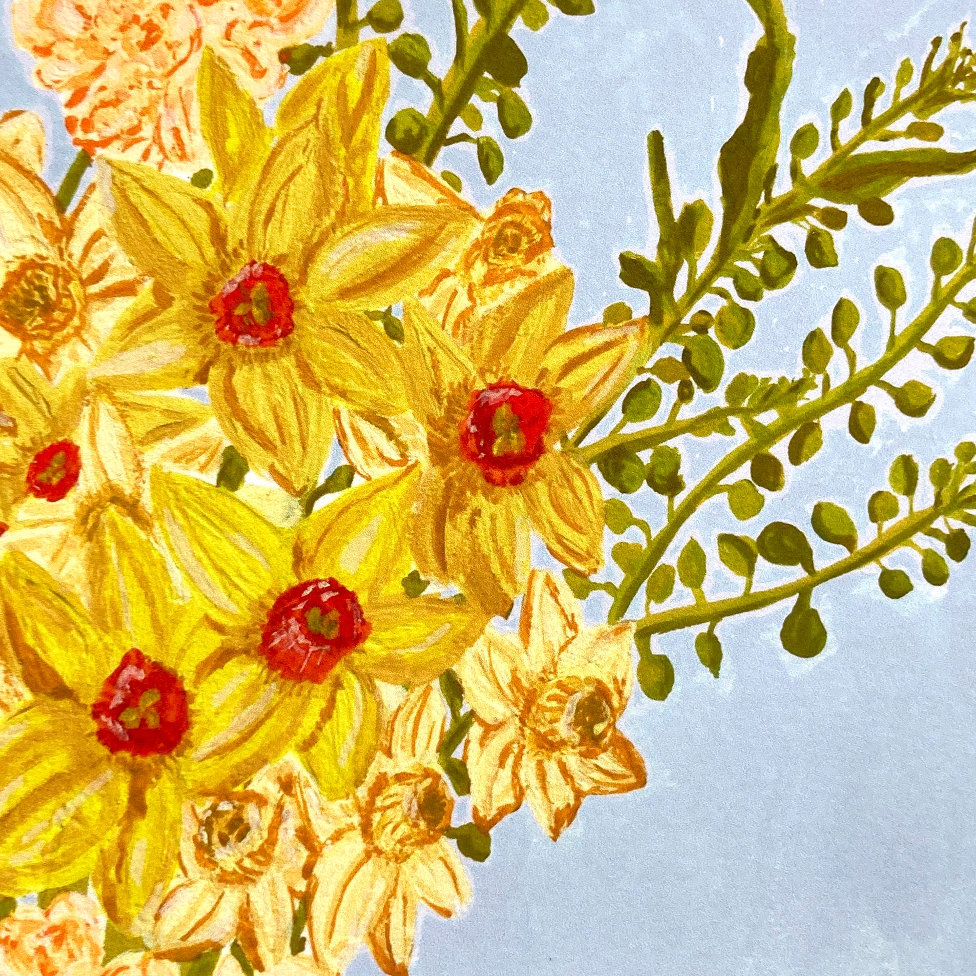 Daffodil Art Print A3 Size Painted Flowers in a Vase - Etsy