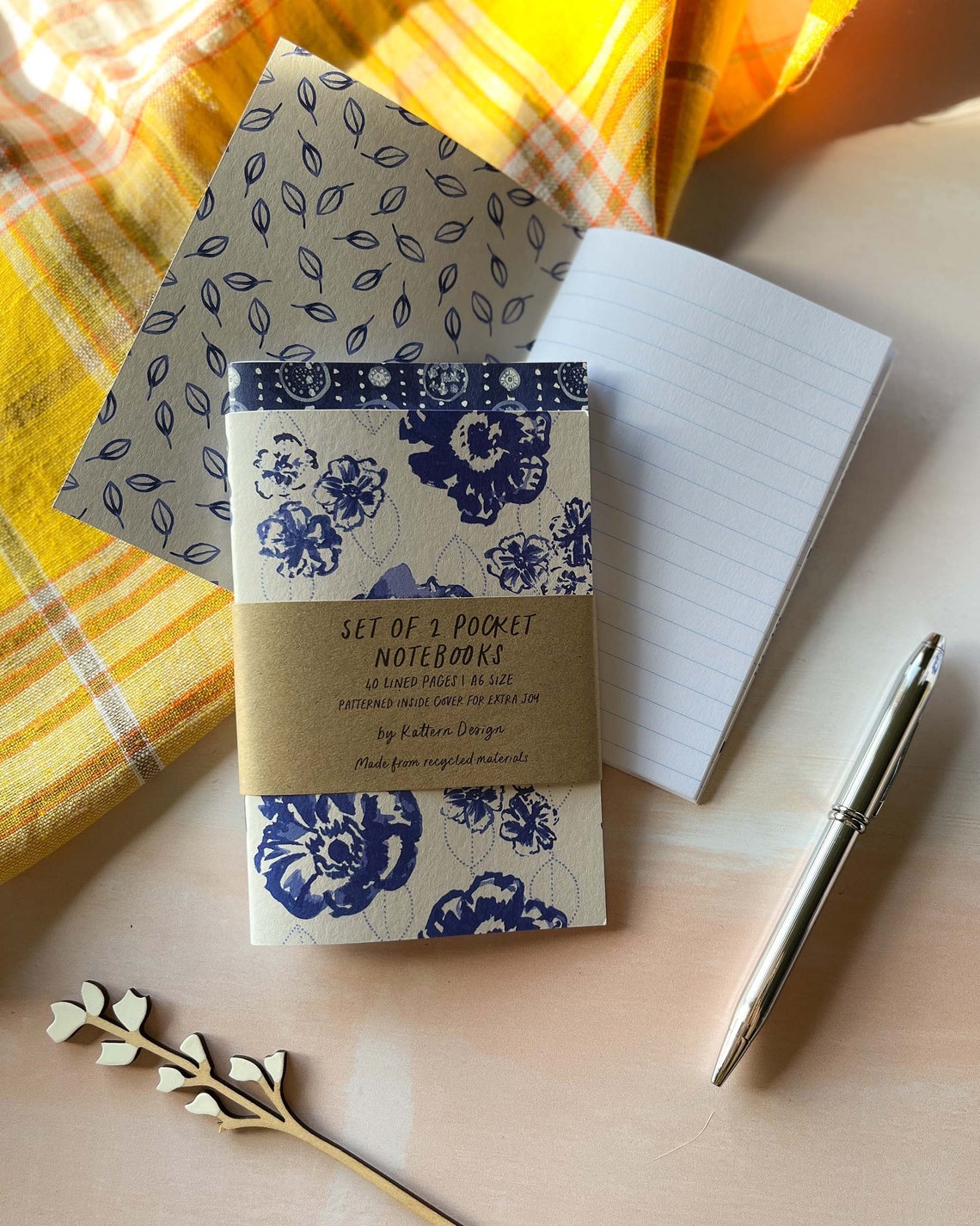 A6 Notebook Set, Plain or Lined Pages, Recycled Pocket Notebook Set ...