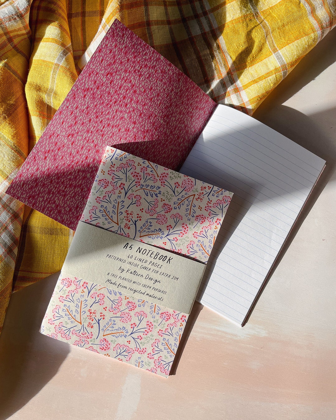 Pretty Pink A5 Notebook With Lined Pages, Floral Soft Cover Notebook ...