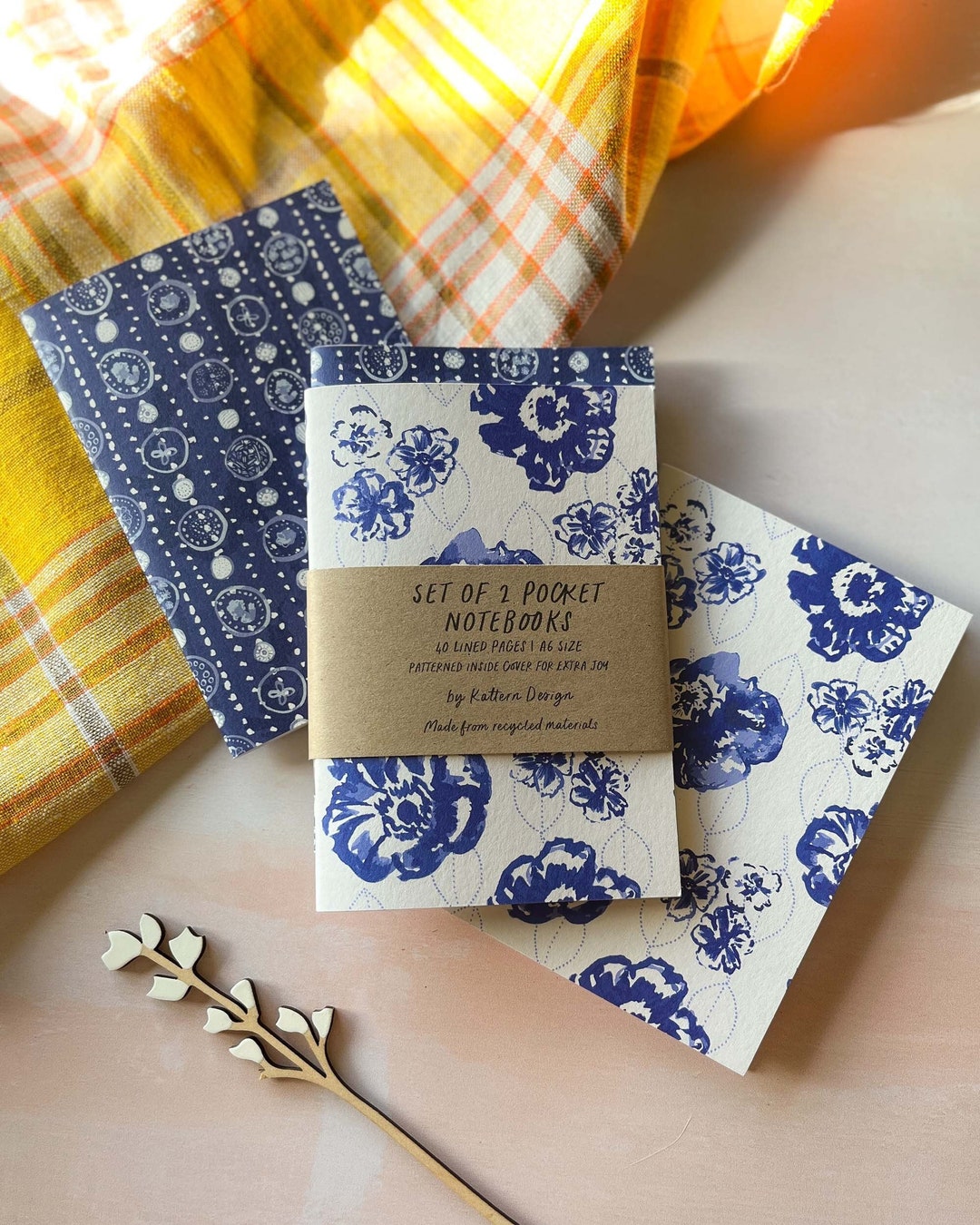 A6 Notebook Set, Plain or Lined Pages, Recycled Pocket Notebook Set ...