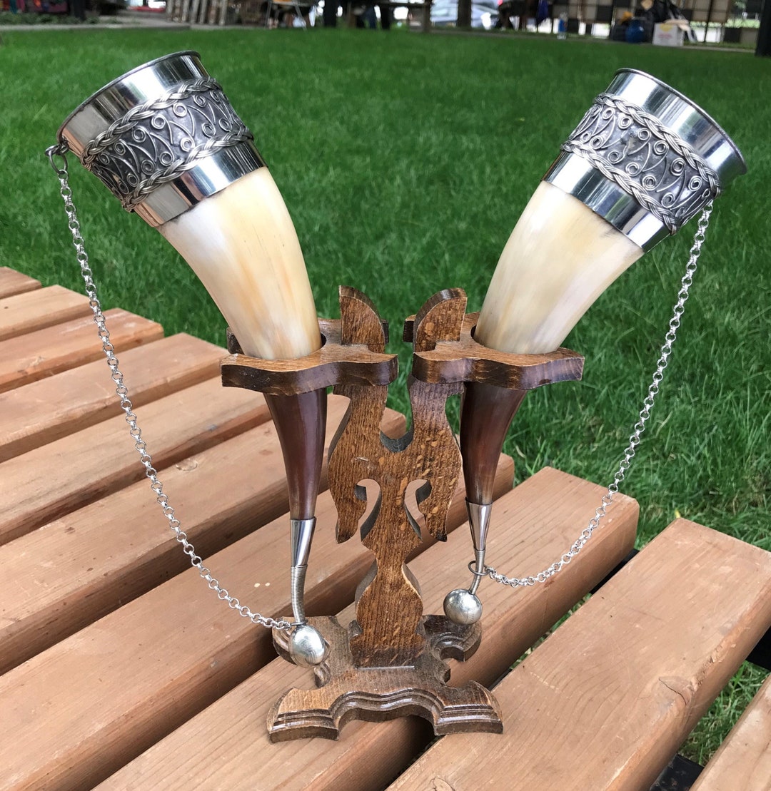 Drinking Horn Mead Cups | Free Personalization Engraving, Drinking Horn ...