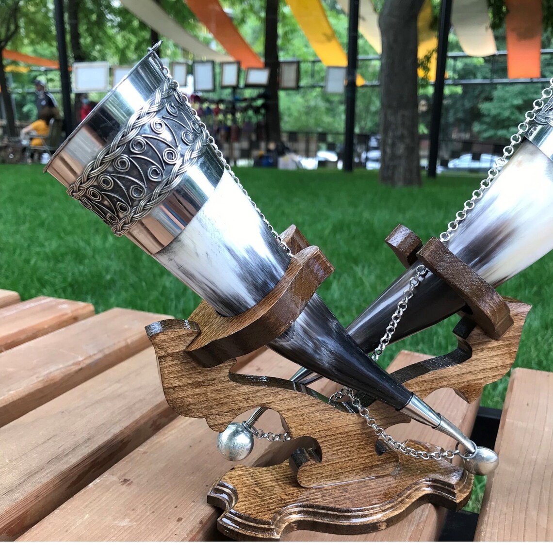Drinking Horns Viking Wedding Drinking Horns With Stand. - Etsy